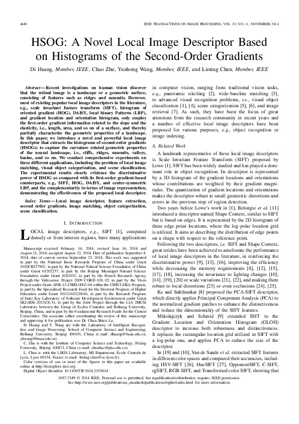 (PDF) HSOG: A Novel Local Image Descriptor Based on Histograms of the Second-Order Gradients