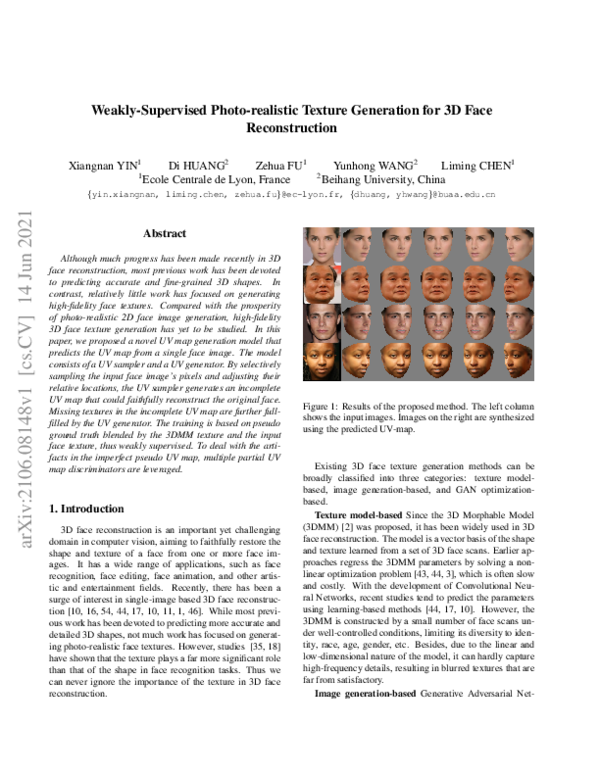 Weakly-Supervised Photo-realistic Texture Generation for 3D Face Reconstruction