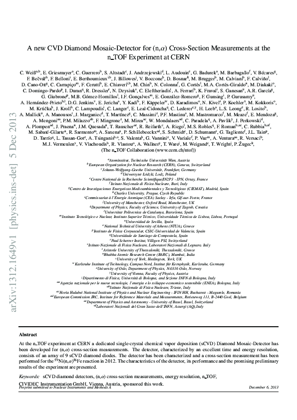 (PDF) A new CVD diamond mosaic-detector for (n, α) cross-section ...
