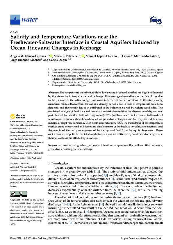 (PDF) Salinity and Temperature Variations near the Freshwater-Saltwater ...