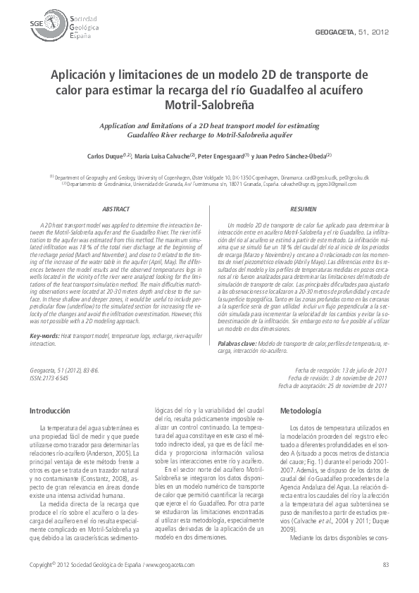 (PDF) Aplicación y limitaciones de un modelo 2D de transporte de calor ...