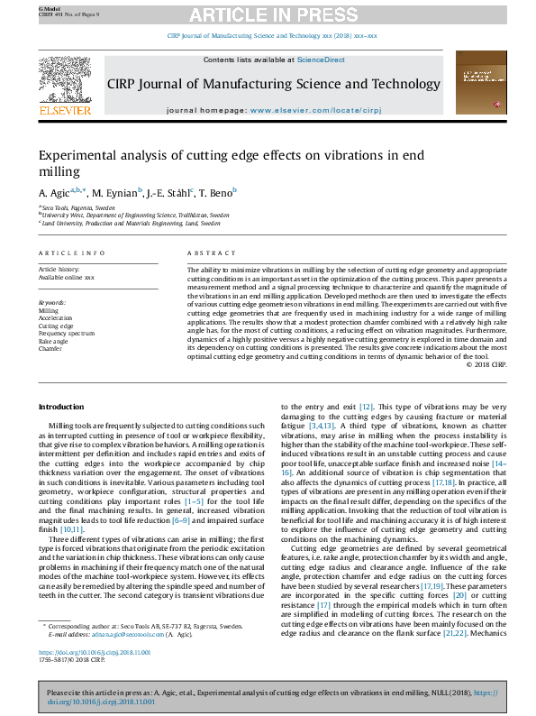 (PDF) Experimental analysis of cutting edge effects on vibrations in ...