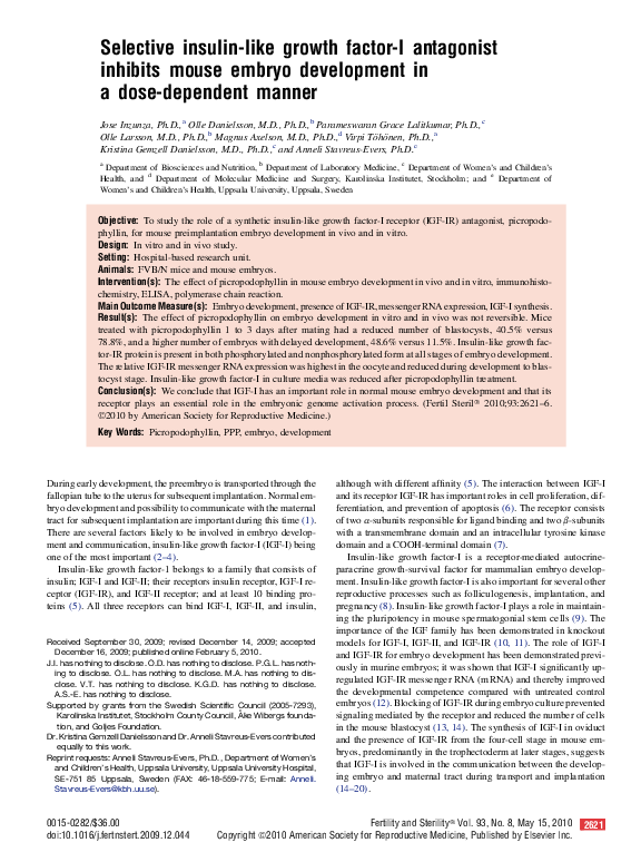 (PDF) Selective insulin-like growth factor-I antagonist inhibits mouse ...
