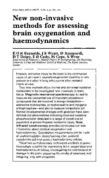 (PDF) New non-invasive methods for assessing brain oxygenation and ...