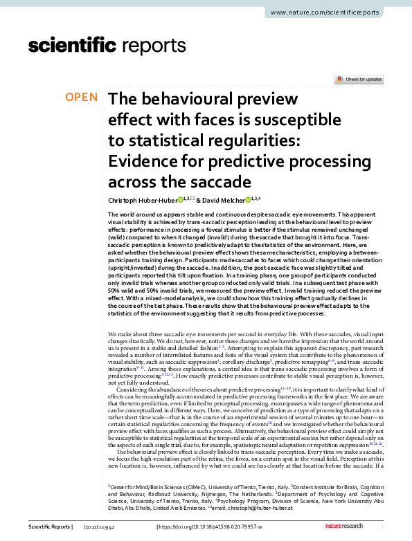 (PDF) The behavioural preview effect with faces is susceptible to ...