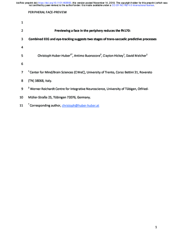 (PDF) Previewing a face in the periphery reduces the fN170: Combined EEG and eye-tracking ...