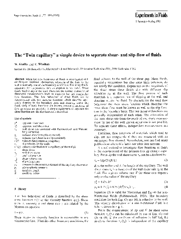 (PDF) The “Twin capillary” a simple device to separate shear- and slip ...