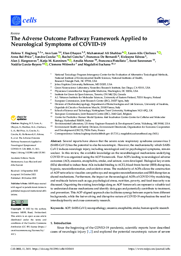 (PDF) The Adverse Outcome Pathway Framework Applied to Neurological ...