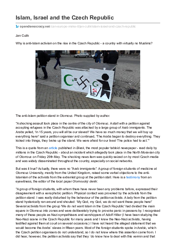 (PDF) Islam, Israel and the Czech Republic
