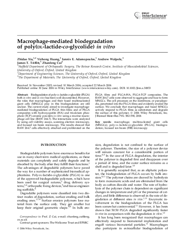 (PDF) Macrophage-mediated biodegradation of poly(DL-lactide-co ...