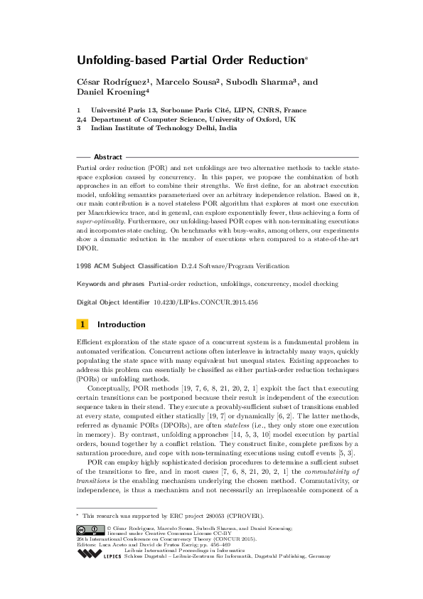 (PDF) Unfolding-based Partial Order Reduction