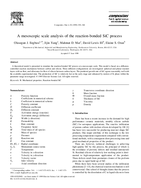 (PDF) A mesoscopic scale analysis of the reaction-bonded SiC process