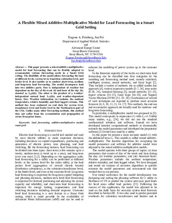 Pdf A Flexible Mixed Additive Multiplicative Model For Load