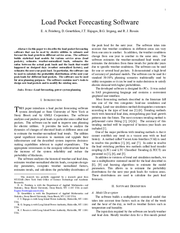 (PDF) Load pocket forecasting software