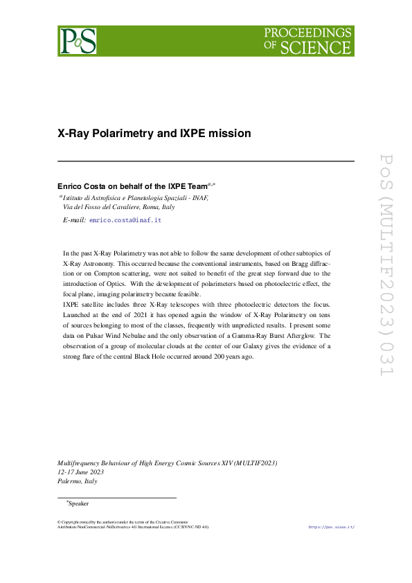 (PDF) X-Ray Polarimetry and IXPE mission