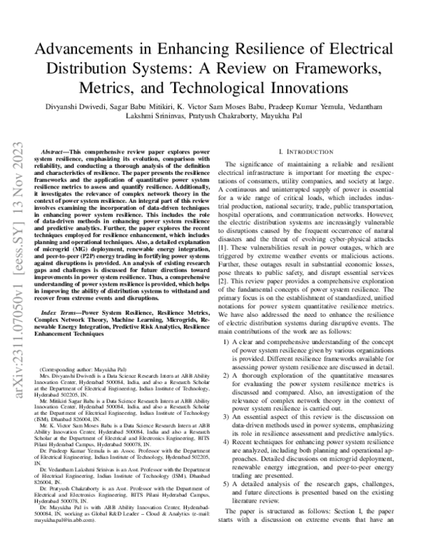 (PDF) Advancements in Enhancing Resilience of Electrical Distribution ...