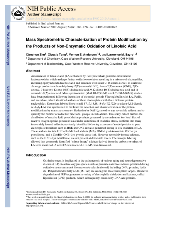 (PDF) Mass Spectrometric Characterization of Protein Modification by ...