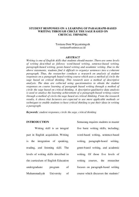 (PDF) Studentresponses on a Learningof Paragraph-Based ...
