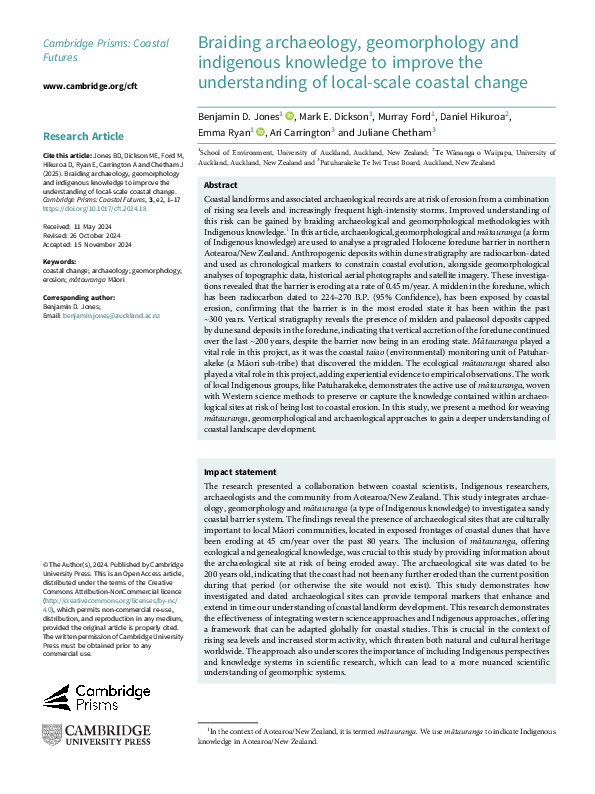 (PDF) Braiding archaeology, geomorphology and indigenous knowledge to ...