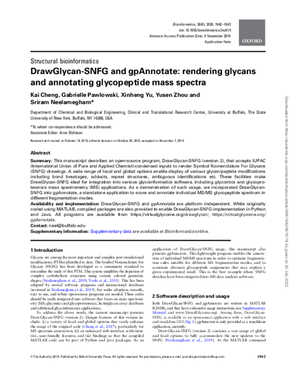 (PDF) DrawGlycan-SNFG and gpAnnotate: rendering glycans and annotating ...