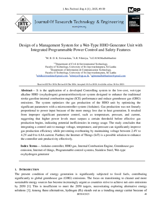 (PDF) Design of a Management System for a Wet-Type HHO Generator Unit ...
