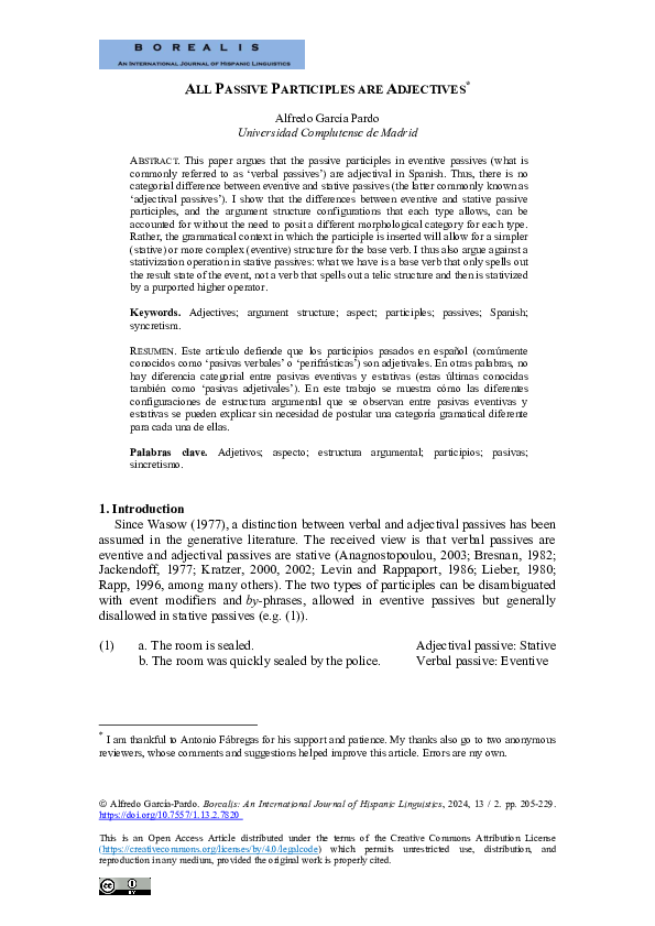 (PDF) All passive participles are adjectives