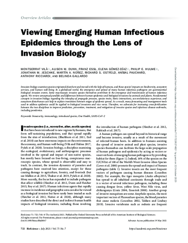 (PDF) Viewing Emerging Human Infectious Epidemics through the Lens of ...