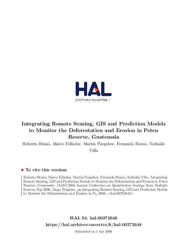 (PDF) Integrating remote sensing, GIS and prediction models to monitor ... (PDF) Integrating remote sensing, GIS and prediction models to monitor ...