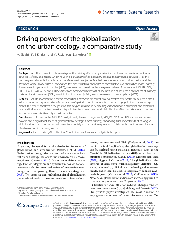 (PDF) Driving powers of the globalization on the urban ecology, a ...