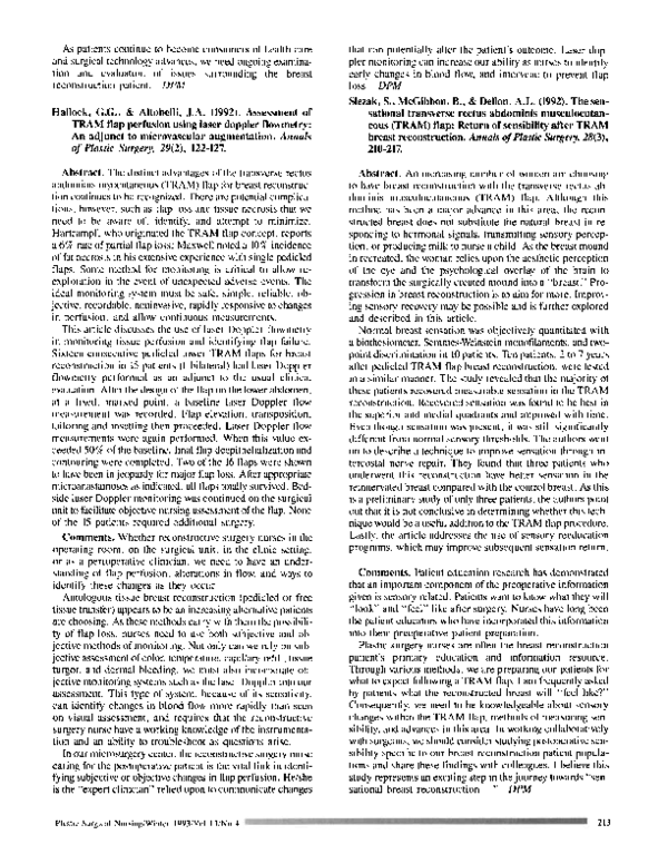 (PDF) The Sensational Transverse Rectus Abdominis Musculocutaneous ...