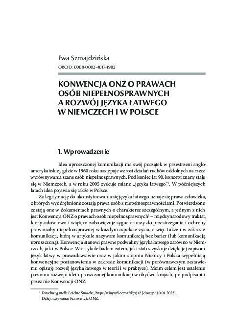 (PDF) Konwencja ONZ o prawach osób niepełnosprawnych a rozwój języka łatwego w Niemczech i w Polsce