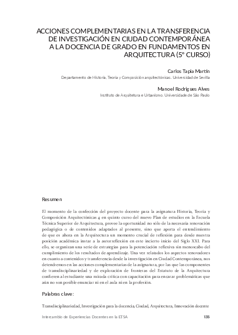 (PDF) Acciones complementarias en la transferencia de investigación en ciudad contemporánea a la ...