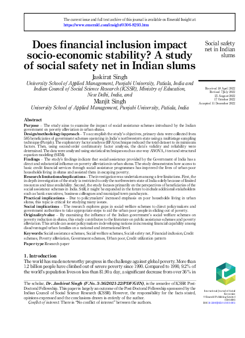 (PDF) Does financial inclusion impact socio-economic stability? A study ...
