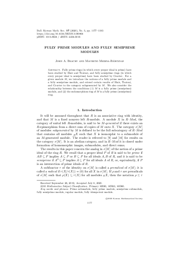 (PDF) Fully Prime Modules and Fully Semiprime Modules