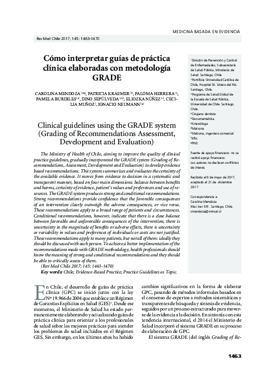 (PDF) [Clinical guidelines using the GRADE system (Grading of ...