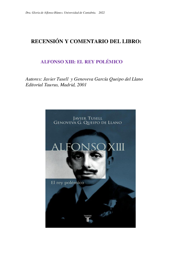 (PDF) RECENSIÓN DEL LIBRO ALFONSO XIII