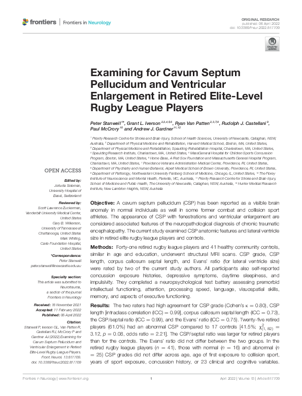 (PDF) Examining for Cavum Septum Pellucidum and Ventricular Enlargement ...