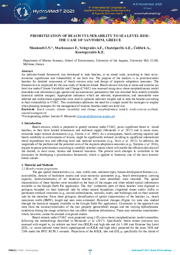 (PDF) PRIORITIZATION OF BEACH VULNERABILITY TO SEA LEVEL RISE: THE CASE ...