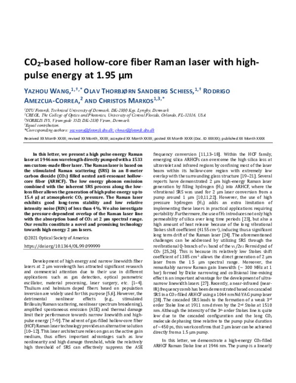 (PDF) CO2-based hollow-core fiber Raman laser with high-pulse energy at ...