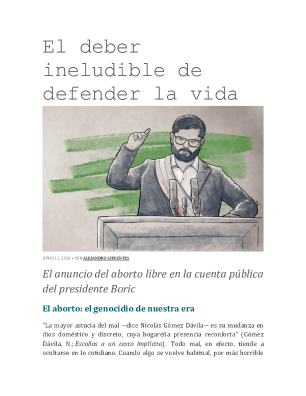 (PDF) El deber ineludible de defender la vida