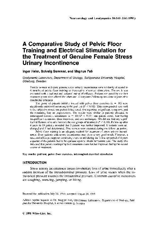 (PDF) A comparative study of pelvic floor training and electrical ...