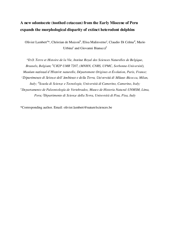 (PDF) A new odontocete (toothed cetacean) from the Early Miocene of ...