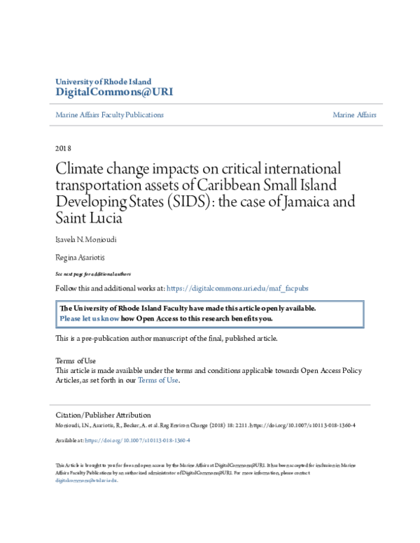 (PDF) Climate change impacts on critical international transportation ...