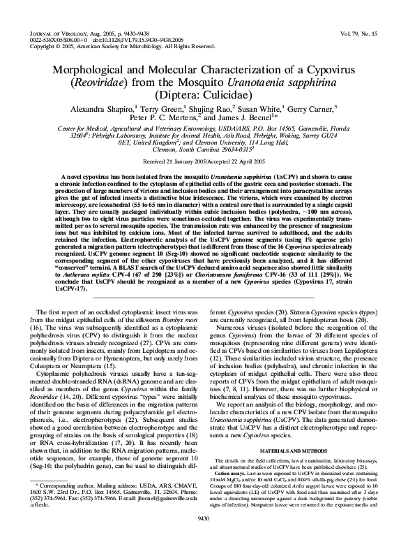 (PDF) Morphological and Molecular Characterization of a Cypovirus ...