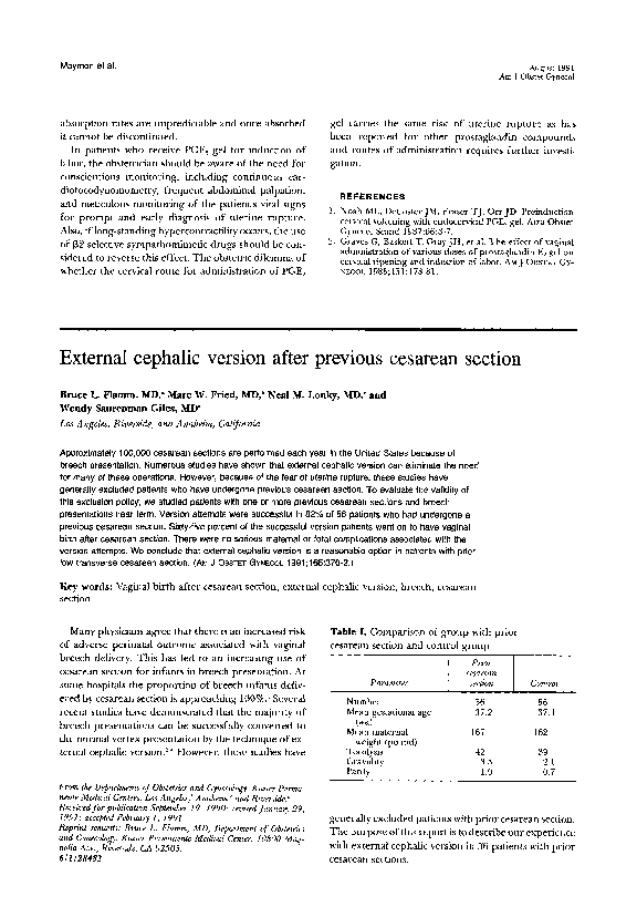 (PDF) External cephalic version after previous cesarean section