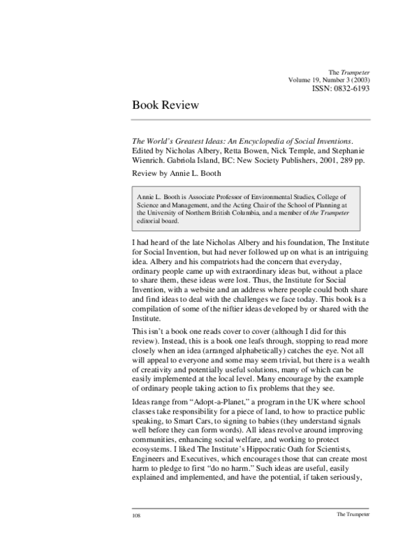 (PDF) A review of The World's Greatest Ideas: An Encyclopedia of Social ...