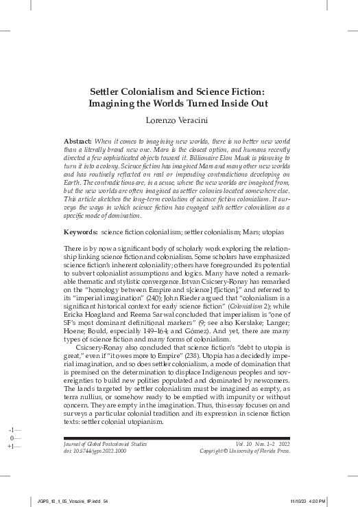 (PDF) Settler Colonialism and Science Fiction: Imagining the Worlds ...