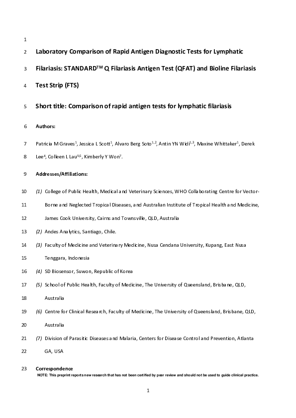 (PDF) Laboratory Comparison of Rapid Antigen Diagnostic Tests for ...