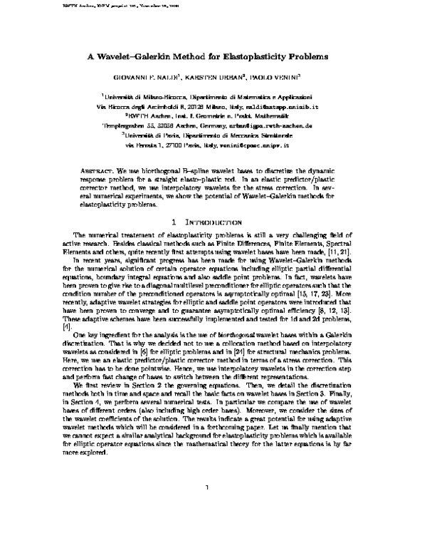 (PDF) A Wavelet-Galerkin Method for Elastoplasticity Problems