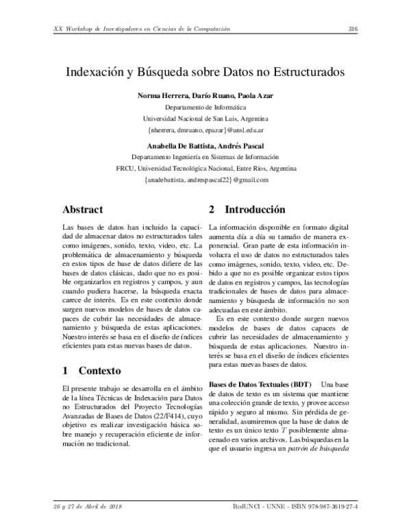 (PDF) Indexación y búsqueda sobre datos no estructurados